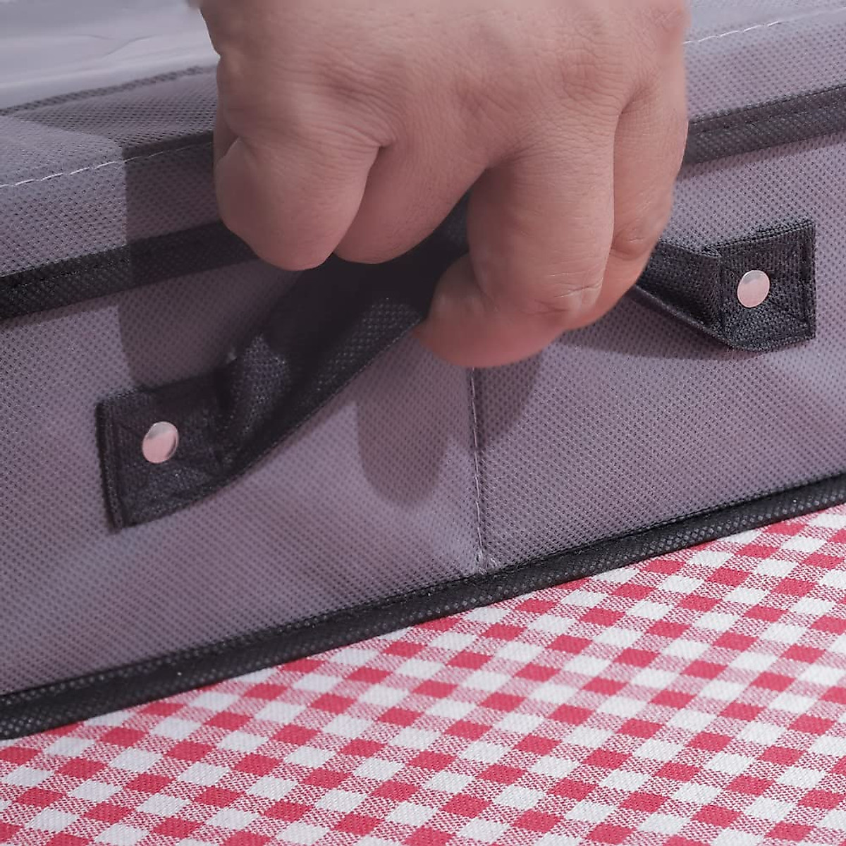 ATBAY Silverware Storage Box, flatware storage case with 5 Compartment,Double zipper;Clear Window.for Outdoors Camping RV.(1 pack)