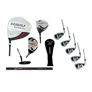 AGXGOLF Men's Senior Left Hand Tall Length (+1 inch) Magnum XS Complete Golf Club Set 460cc Driver, Fairway Wood, 3 Hybrid Iron 5-9 Irons + PW + Putter + Built in The USA