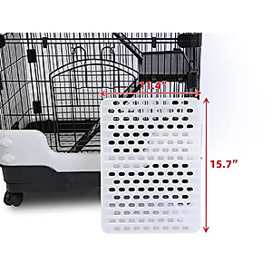 3 Levels Chinchilla Ferret Hamster Pet Crate with Caster Tray and Urine Guard (Black)