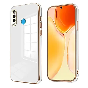 Wousunly Compatible with Huawei P30 Lite Case Silicone Pink, Plating Huawei P30 Lite Phone Case Shockproof Thin and Soft Cover (White)