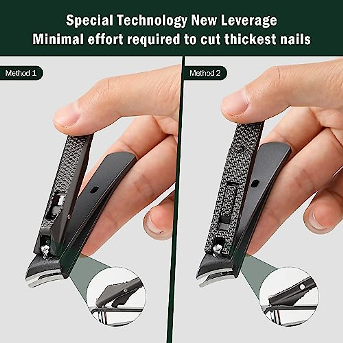 FVION Angled Nail Clippers, Ingrown Toenail Clipper for Thick Nails, Slant Curved Blade Nail Cutters Ingrown Nail Pain Relief Tool