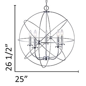 CANARM ICH282B05CH25 Sumerside 5 Light Chandelier, 25.2" x 25.2" x 11.81", Chrome