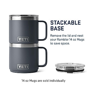 YETI Rambler 14 oz Stackable Mug, Vacuum Insulated, Stainless Steel with MagSlider Lid, Charcoal
