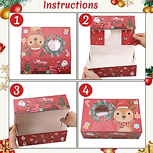 SAITI 24 PCS Christmas Cookie Boxes Bakery Christmas Treat Boxes Christmas Cookie Tins with Lids Christmas Cookie Gift Baking Box for Gift Giving Holiday Party Food Packaging Containers
