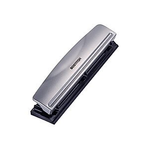 Bostitch Office 3 Hole Punch, 12 Sheet Capacity, All-Metal, Silver