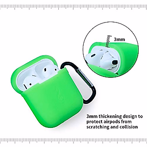 GUH Green AirPods Case Cover, Full Protection, Glows in The Dark, Made of Special Safety Silicone.(Green)