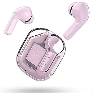 ACEFAST Wireless Earbuds, Bluetooth Headphones with ENC Noise Canceling Translucent Earphones, HiFi Dual Stereo Microphone Mini in-Ear Earbuds Touch Control with Charging Case and LED Digital Display