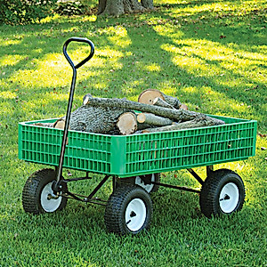 A.M. Leonard Green Utility Wagon with Flat-Free Tires - 30 x 46 x 7.5 Inch Tray
