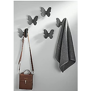 Z metnal Decorative Coat Hooks, Small Modern Black Brass Hanger, Butterfly Bath Towel Hook, Hat Hooks Robe Hooks for Entry Bedroom, Stainless Steel, Wall Mounted, 2 pcs