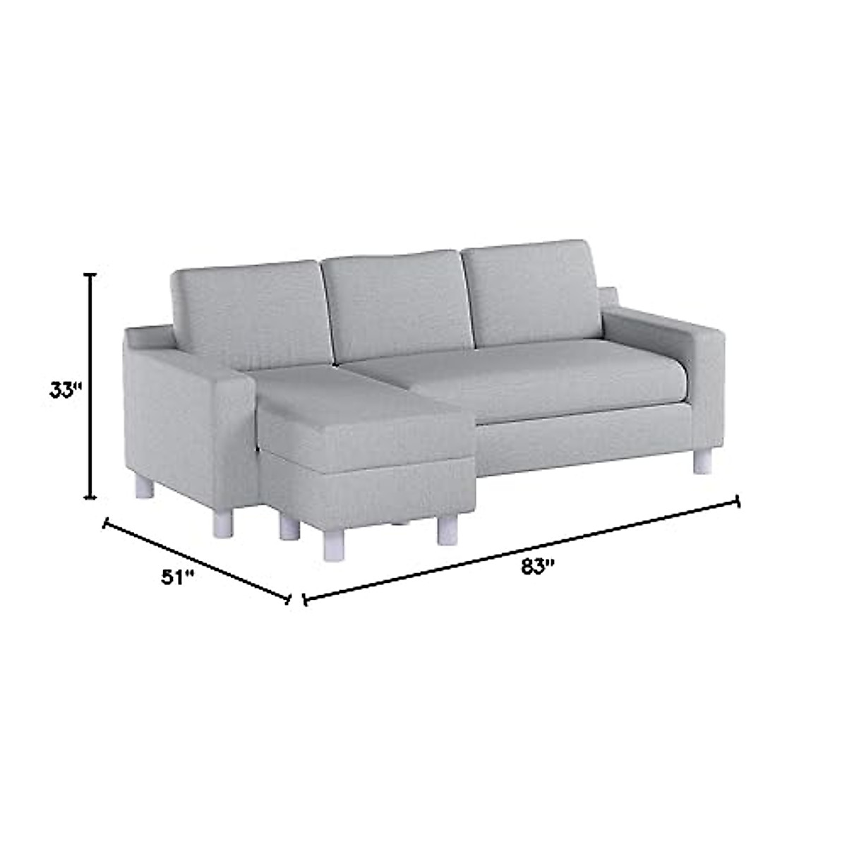 US Pride Furniture Kachy Fabric Convertible Sleeper Sectional Sofa Bed & Facing-Left Chaise, Gray