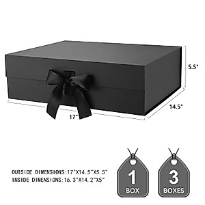 JINMING Gift Box 7.5x7.5x3 Inches, Gift Box with Lid, Black Gift Box, Groomsman Box, Collapsible Gift Box with Magnetic Closure