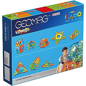 Geomag Magnetic Sticks and Balls Building Set, Magnet Toys for STEM, Creative, Educational Construction Play, Swiss-Made Innovation, Confetti 50 Piece Age 3+, Light Blue, Orange, Green, Red, Yellow