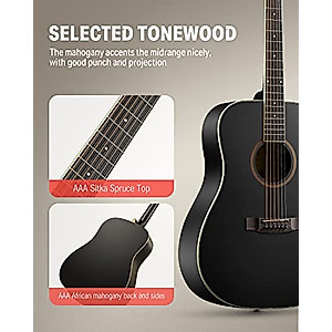 Donner 41'' Full Size Acoustic Guitar - Complete Beginner Kit for Adults, Teens with Free Online Lesson, Dreadnought Acustica Guitarra Bundle Set with Gig Bag, Strap, Tuner, Pickguard, Black DAG-1B