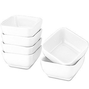 DELLING Ultra-Strong 3 Oz Ceramic Dip Bowls Set, White Dipping Sauce Bowls/Dishes for Tomato Sauce, Soy, BBQ and other Party Supplies - Set of 6