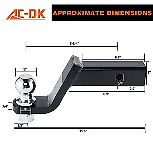 AC-DK 4" Drop Hitch Ball Mount,Fusion Trailer Hitch Mount Trailer Ball Hitch Tow Ball Mount Kit,2 Inch Square and Ballmount Towing,2" Hitch Ball 6000 lbs with 3 Keys for Locking Hitch Receiver