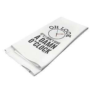 ThisWear Retired Gifts Oh Look It's I Don't Give a Damn O'Clock Chef Humor Gifts Decorative Kitchen Tea Towel White
