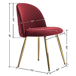 HNY Velvet Accent Chairs Set of 2, Mid Century Modern Dining Chairs with Gold Metal Legs, Upholstered Side Chair for Living 2PC