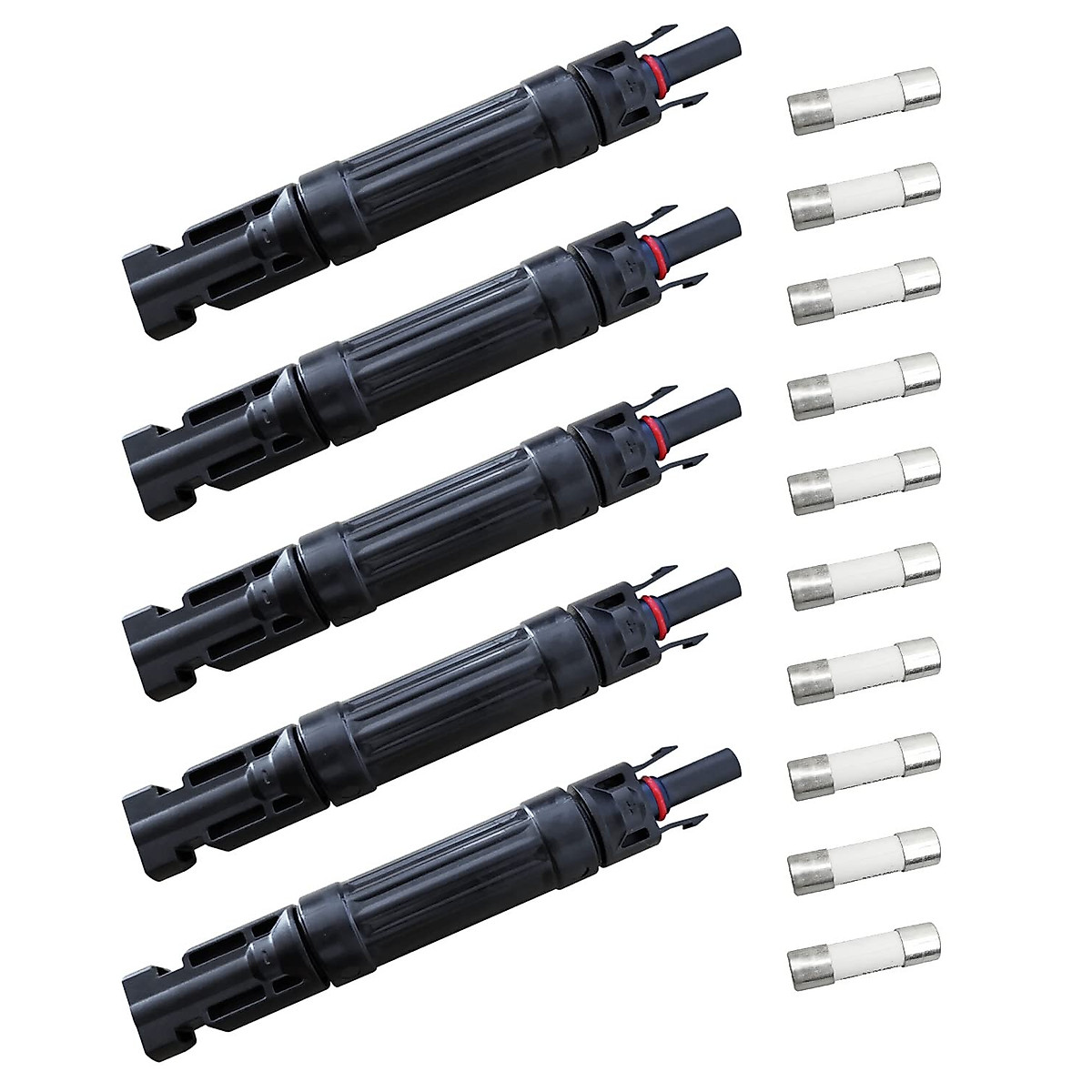 15A Solar Fuse Holder Inline, 5PCS Waterproof Solar Fuse Connector for Solar Panel and Solar Controller, Solar Surge Protection Device with Male and Female Connector