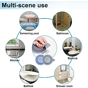 2 Pcs Silicone Shower Drain Hair Catcher with Sucker, Sink Strainer Hair Catcher, Shower Drain Cover, Shower Hair Stopper Drain Protector for Bathroom Bathtub Kitchen White + Grey