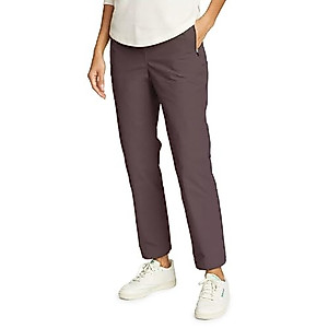 Eddie Bauer Women's Voyager Chino Pull-On Pants, Aubergine, 12