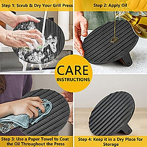 Leonyo 2Pcs Smash Burger Press, Bacon Press for Griddle, Round Cast Iron Grill Press for Flat Top Grill, Rectangular Hamburger Smasher for Griddle, Food Meat Press for Steak, Sandwich, Nonstick Pan