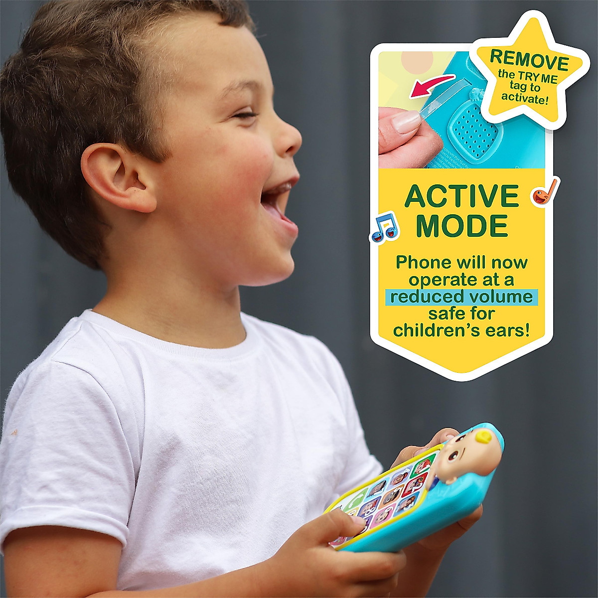 CoComelon JJ’s First Learning Toy Phone for Kids, Lights, Sounds, Music, Letters, Numbers, Colors, Shapes, and Weather, Kids Toys for Ages 18 Month by Just Play