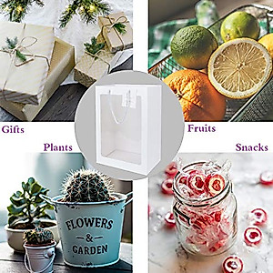 sdoot Gift Bags, Gift Bags with Transparent Window, 10pcs Tote Paper Bags, 7.9''×5.9''×11.8'' White Gift Bags with Handles Bulk, Wedding Party Bags