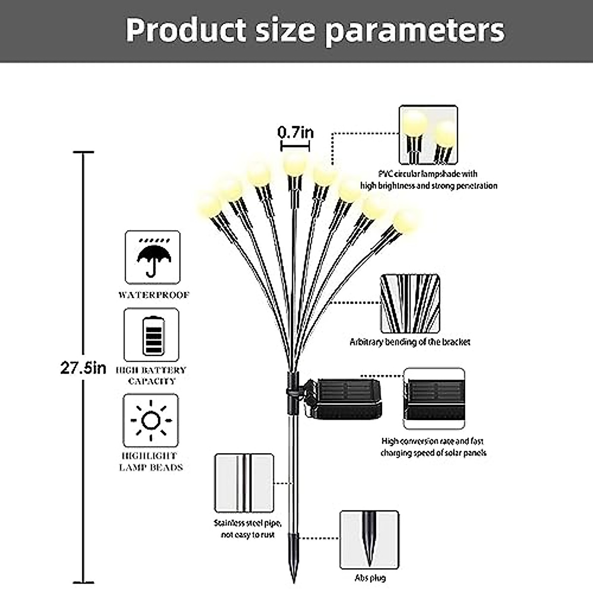 Solar Garden Lights : Solar Lights for Outside Illuminate Outside Spaces with Bright, Beautiful Light, Ideal for homeowners, Gardening Enthusiasts and Parents!(2pack 20LED)