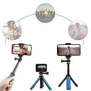 Taisioner Mini Pocket Selfie Stick Shorty Tripod Handle Grip Pole Three in One for GoPro AKASO Insta360 DJI Osmo Action Camera and Smart Phone Kid Adult Available Accessories