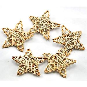 Natural Wicker Rattan Stars for Home Garden Wreath Tree Decoration Home Garden DIY Craft Art Wedding Decoration 20 Pcs(9cm)