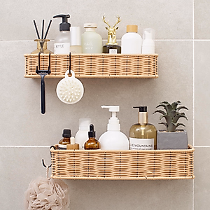 GRANNY SAYS Shower Caddy Hanging, 2 Pack Bathroom Shelves for Shower, Waterproof Shower Shelf for Inside Shower, Shower Shelves for Organization and Storage, Wicker Shower Rack for Home Decor