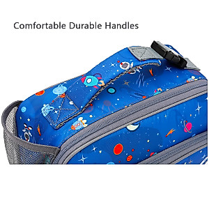 FlowFly Kids Lunch box Insulated Soft Bag Mini Cooler Back to School Thermal Meal Tote Kit for Girls, Boys, Astro&Rocket