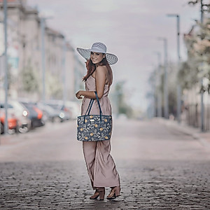 Signare Tapestry Shoulder Bag for Woman Travel or Work Tote Bags for Women In Jane Austen Blue Design|COLL-AUST