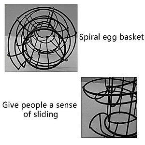 youeneom Spiral Design Metal Egg Basket, Egg Storage Holder/Storer Stand Display Rack Basket Egg House Save Space for Kitchen (Black)