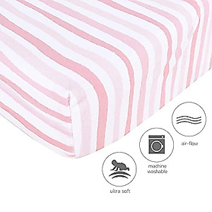 Baby Changing Pad Cover Cotton, Diaper Changing Pad Cover 2 Pack, Ultra Soft Pink Changing Pad Covers for Girls, 32''×16'' Changing Table Sheets, Super Breathable & Stretchy