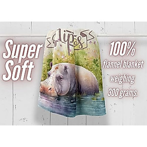 InnoBeta Hippopotamus Gifts Blanket for Girl, Hippo Lover Ask Flannel Throw Blanket for Girl, Funny Kid Daughter Unique Birthday for Her- Just A Girl Who Loves Hippos