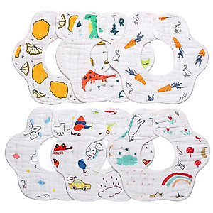 6pcs Baby Petal Bibs 360Degree Rotating Multicolor 100percent Cotton Super Soft and Absorbent with 8 Layers of Gauze Suitable for 03 Years Old Boys and Girls Who Are Teethi