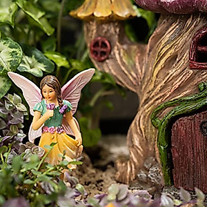 PRETMANNS Fairy Garden House Kit - Fairy Garden Accessories Outdoor - Fairy House & Fairies for Fairy Garden – Fairy Garden Supplies - Fairy Garden Kit for Adults - Garden Fairy House - 4 Items