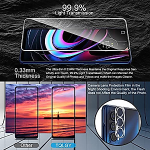 TQLGY 3 Pack Screen Protector for Motorola Moto Edge 2021 / Moto Edge 5G UW with 3 Pack Camera Lens Protector, Tempered Glass Film, 9H Hardness - HD - Bubble Free - Anti-Scratch - Easy Installation