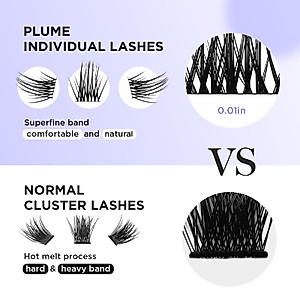DIY Eyelash Extension,Cluster Lashes Individual False Eyelashes Extension Natural Look Reusable Glue Bonded Black Super Thin Band 48 Lash Clusters Mix by BEYELIAN (Style5 0.07 Mix Black Band)
