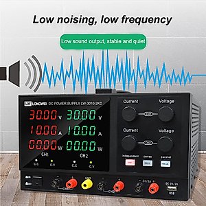 LWLONGWEI DC Power Supply Variable,4 Channels 30V 10A 2 * 300W Adjustable Switching Regulated DC Bench Power Supply with 4-Digits LED Power Display 5V/2A USB/DC Output Black