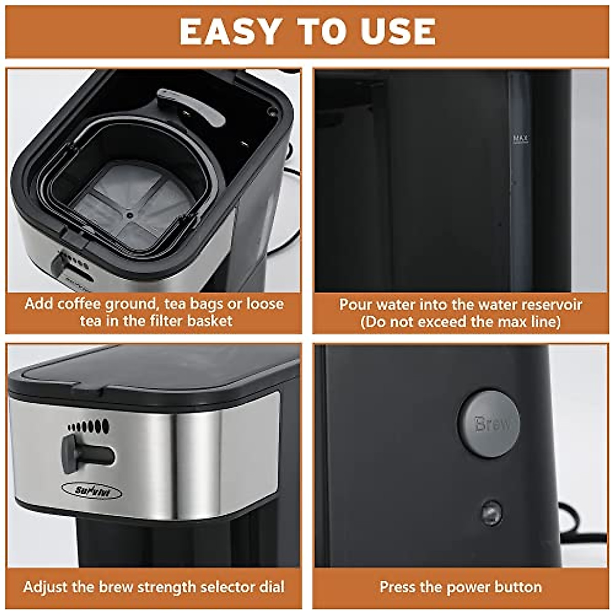 Sunvivi Iced Tea Maker and Iced Coffee Maker, 3-in-1 Coffee and Tea Machine Brewing System with 3 Quart Glass Pitcher, Strength Selector & Infuser Chamber, Perfect For Tea, Coffee, Lattes, Lemonade