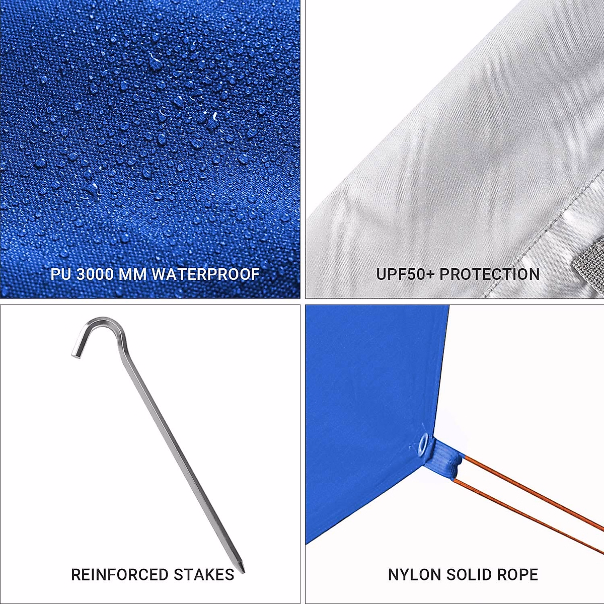 KingCamp Camping Tarp 10ft Oversize Tarp for Camping Lightweight Tearproof Hammock Rain Fly Waterproof Tarp with Silver Coating UPF50+ UV Protection for Backpacking Hiking Traveling Tent Tarps