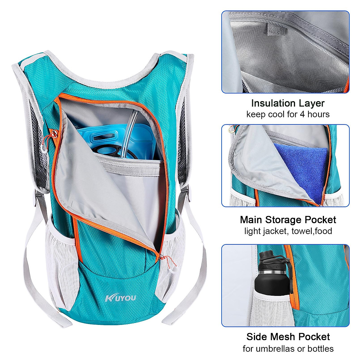 Hydration Pack,Hydration Backpack with 2L Hydration Bladder Lightweight Insulation Water Pack for Running Hiking Riding Camping Cycling Climbing Fits Men & Women