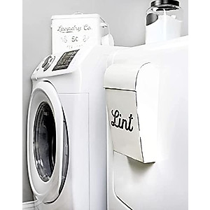 AuldHome Farmhouse Enamelware Lint Holder Bin; Distressed White Laundry Room Decor