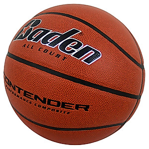 Baden Contender Official Basketball | Durable Indoor-Outdoor Basketball for Youth & Adults, Wide Channel, Natural Orange, 28.5-Inch