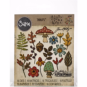 Sizzix Thinlits Dies Funky Foliage by Tim Holtz, 16-Pack, us:one size, Multicolor