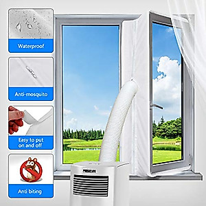 Aozzy Portable Air Conditione Window Seal, 400CM Waterproof Portable AC Window Seal and Tumble Dryer Compatible with Medium or Large Casement Crank Window and Tilting Window 158 inch (White)