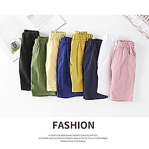 ZiweiStar Toddler Kids Summer Cotton Comfort Soft Baby Sport Jogger Shorts Boys Girls Casual Uniform Pants with Pockets 2-8Y White