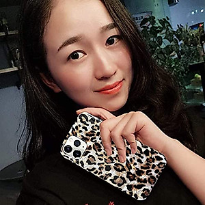 J.west iPhone 14 Pro Max Case - Luxury Sparkle Clear Leopard Print Soft Silicone Cover for Girls & Women (6.7" Cheetah)